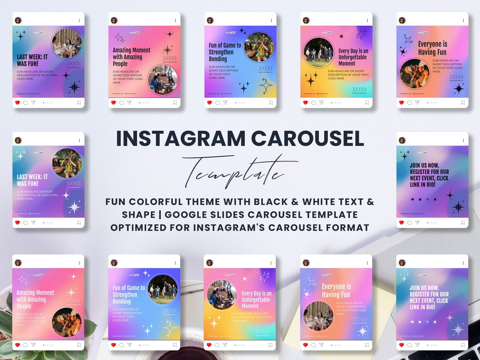 Instagram Carousel Template - Fun Colorful