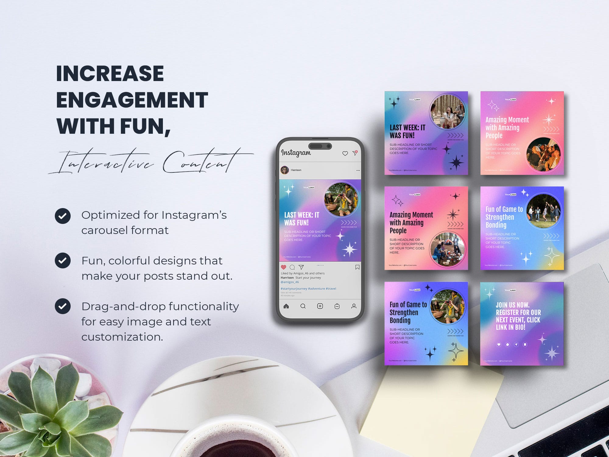 Instagram Carousel Template - Fun Colorful